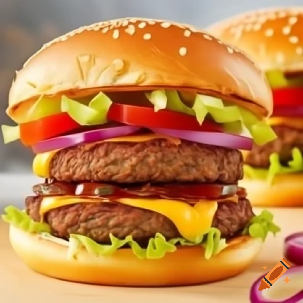 Mighty Burger with deep-fried patties, cheese, and signature toppings ...