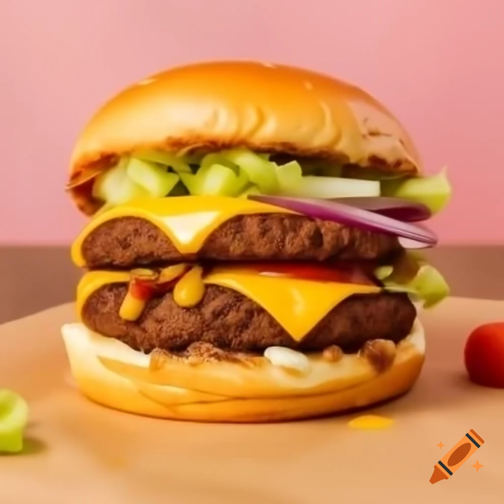 Mighty Burger with deep-fried patties, cheese, and signature toppings ...
