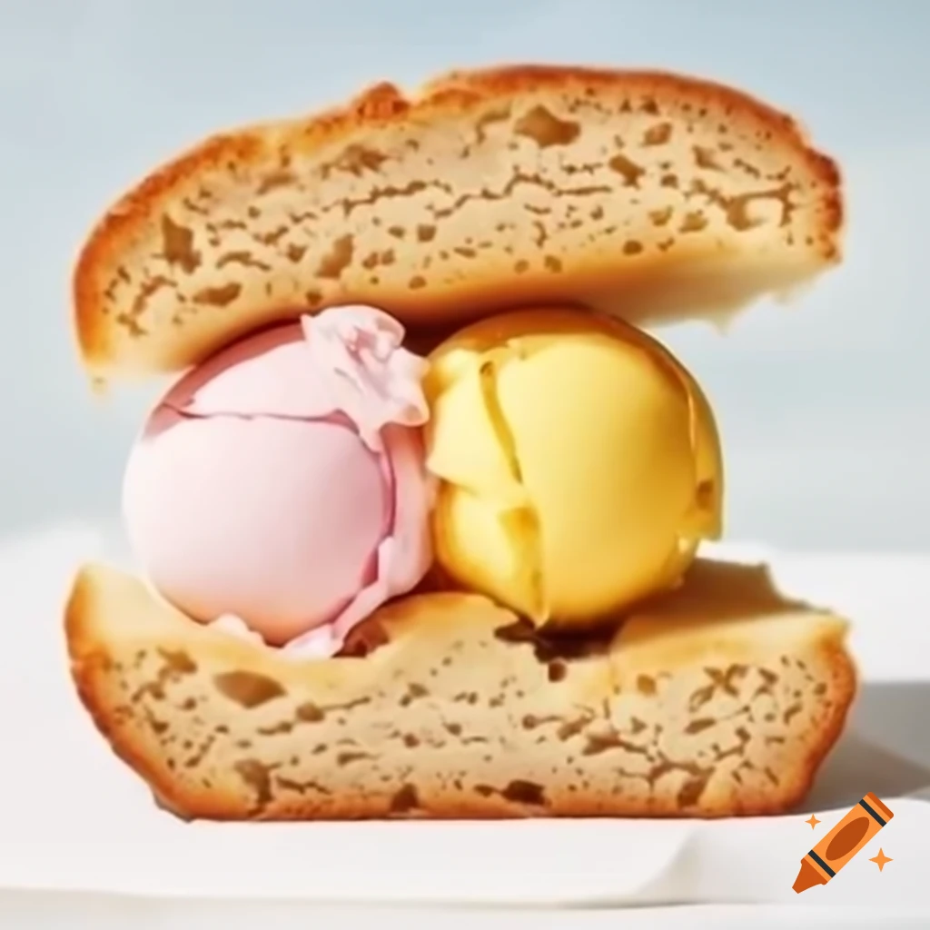 Slice of bread topped with colorful ice cream balls on Craiyon