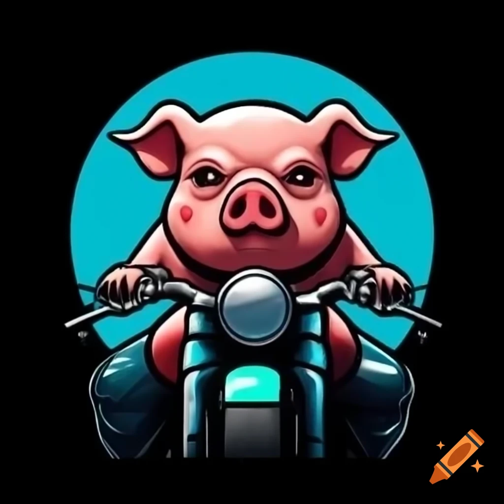 Logo of motorcycle gang featuring an evil-looking pig on a motorcycle ...