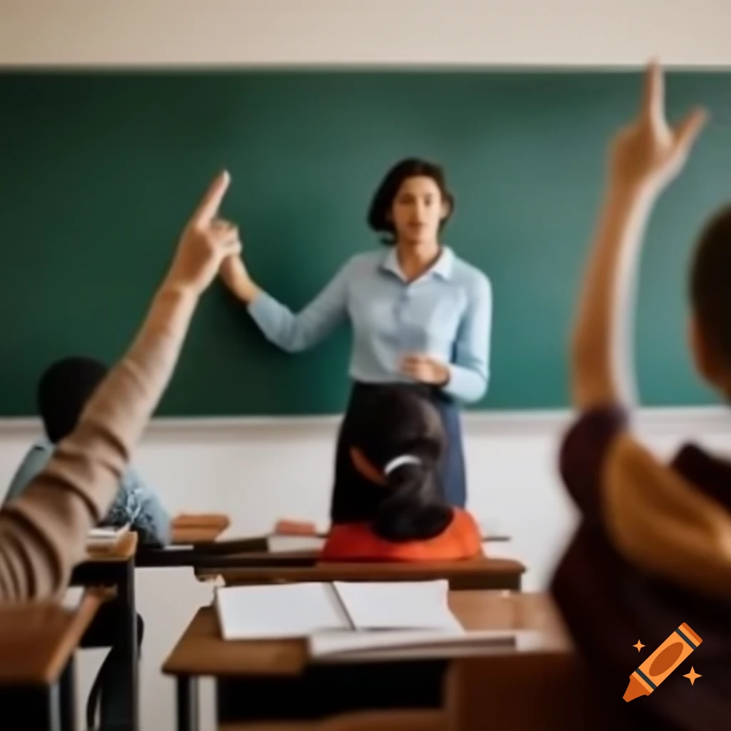 Teacher instructing grade 1 class with students engaged and smiling on ...