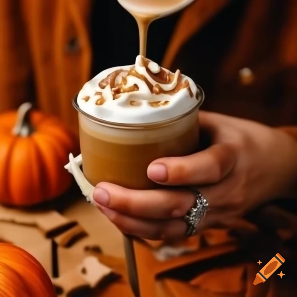 Warm Pumpkin Spice Latte with cinnamon whipped cream for autumn on Craiyon