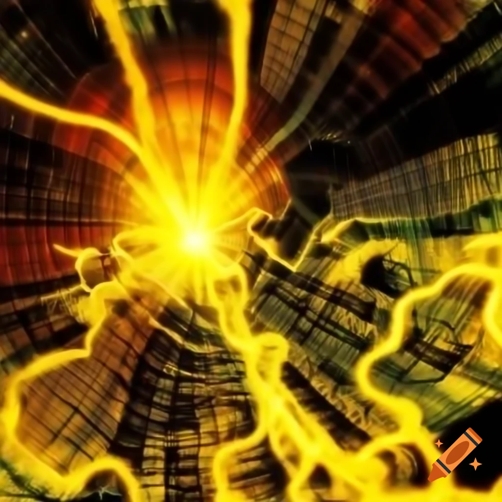 Abstract artwork depicting violence and agility with bright colors on ...