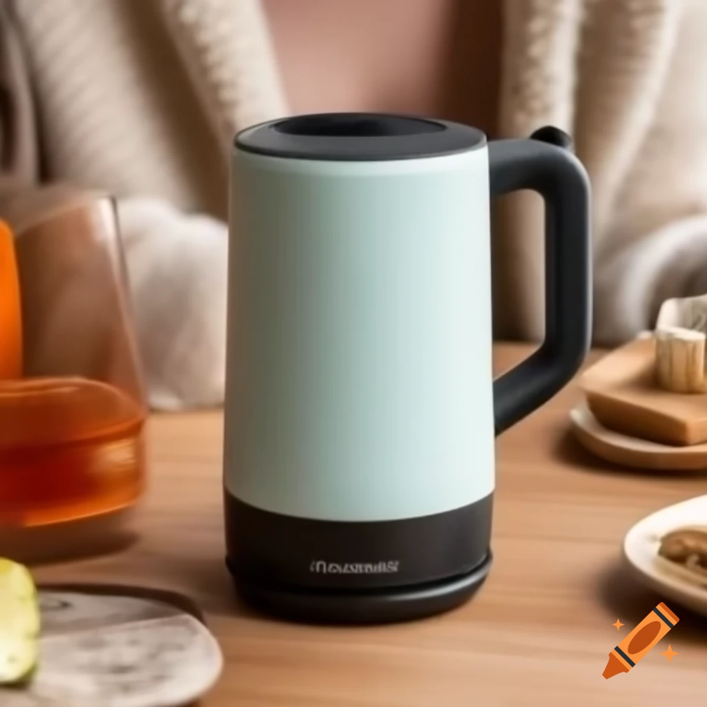 Innovative electric kettle designed as a thermal mug on Craiyon