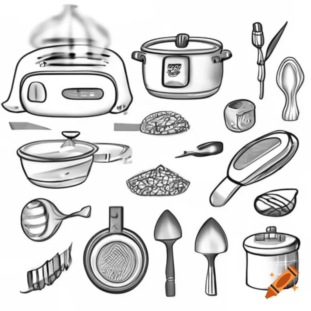 Cook preparing ingredients with sharp tools, caution advised on Craiyon