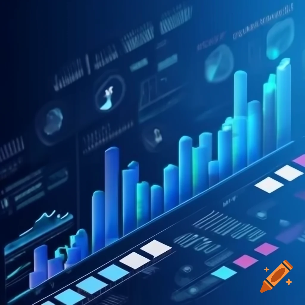 Data analytics visualizations featuring charts and graphs on Craiyon