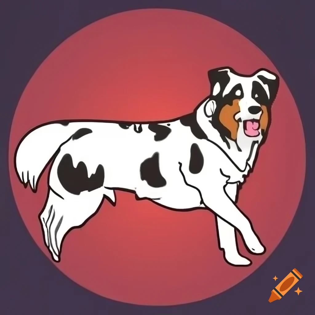 Australian shepherd chasing cow in western setting on Craiyon