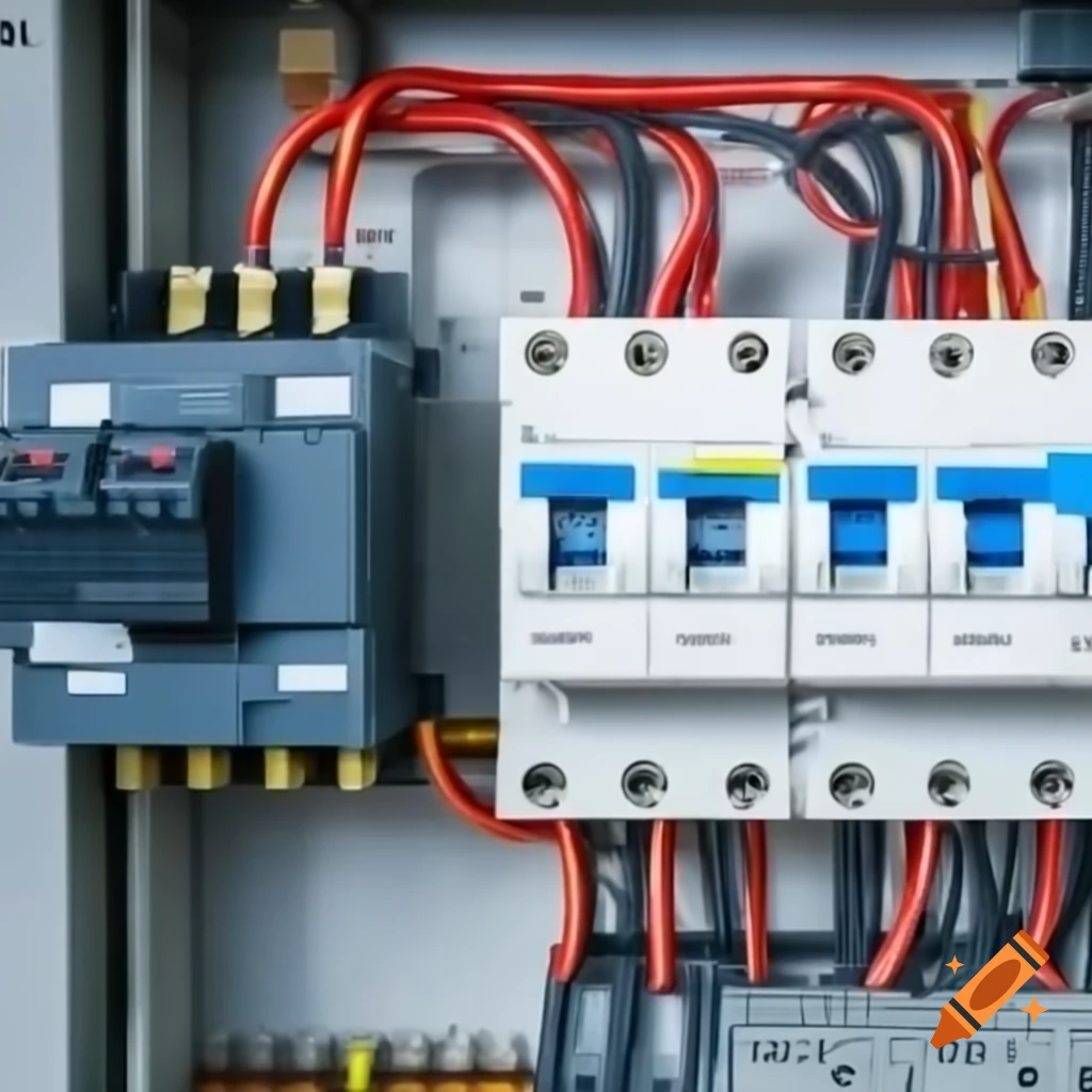 Electrical panel box with automation parts like sensors, switches, and ...