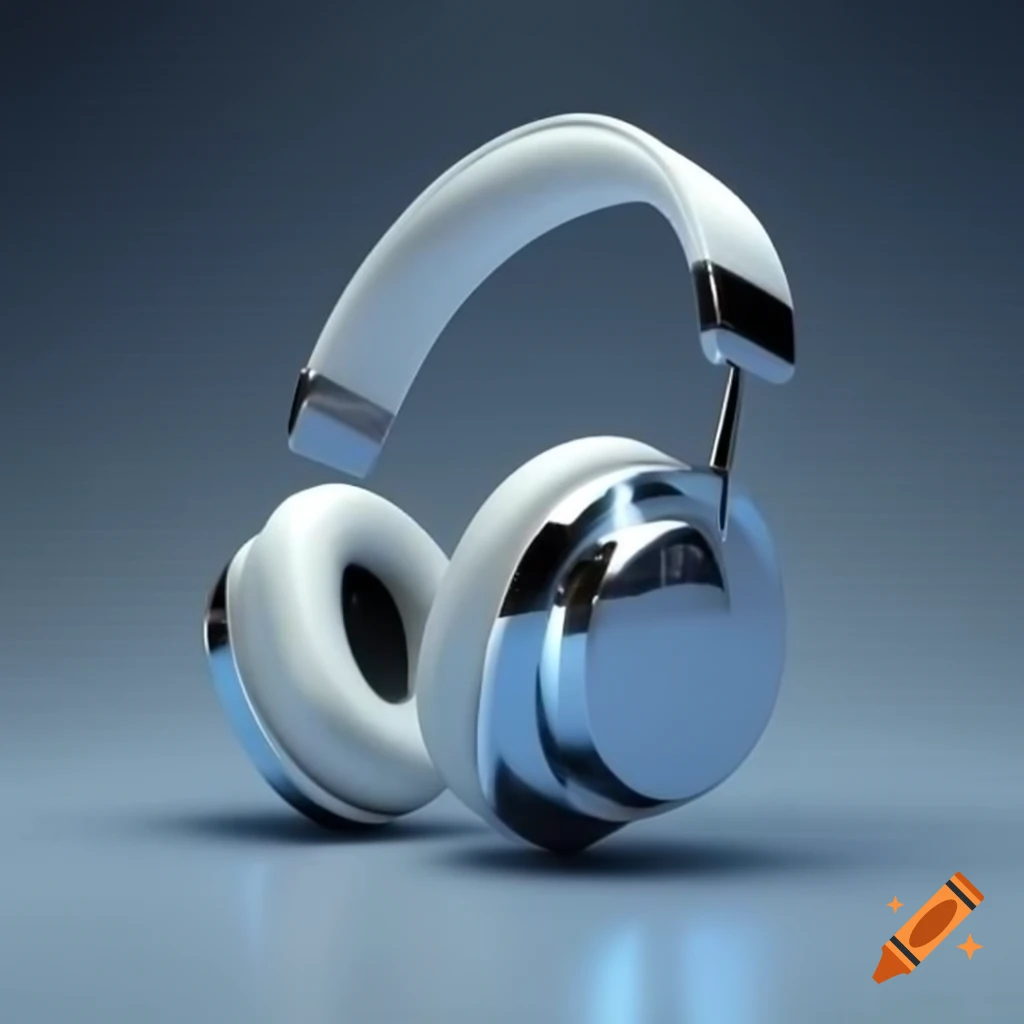 Futuristic chrome-designed headphones resembling AirPods on Craiyon