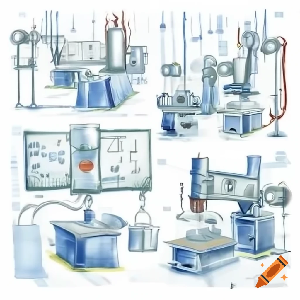 Industrial machine with detailed annotations showcasing control panels ...