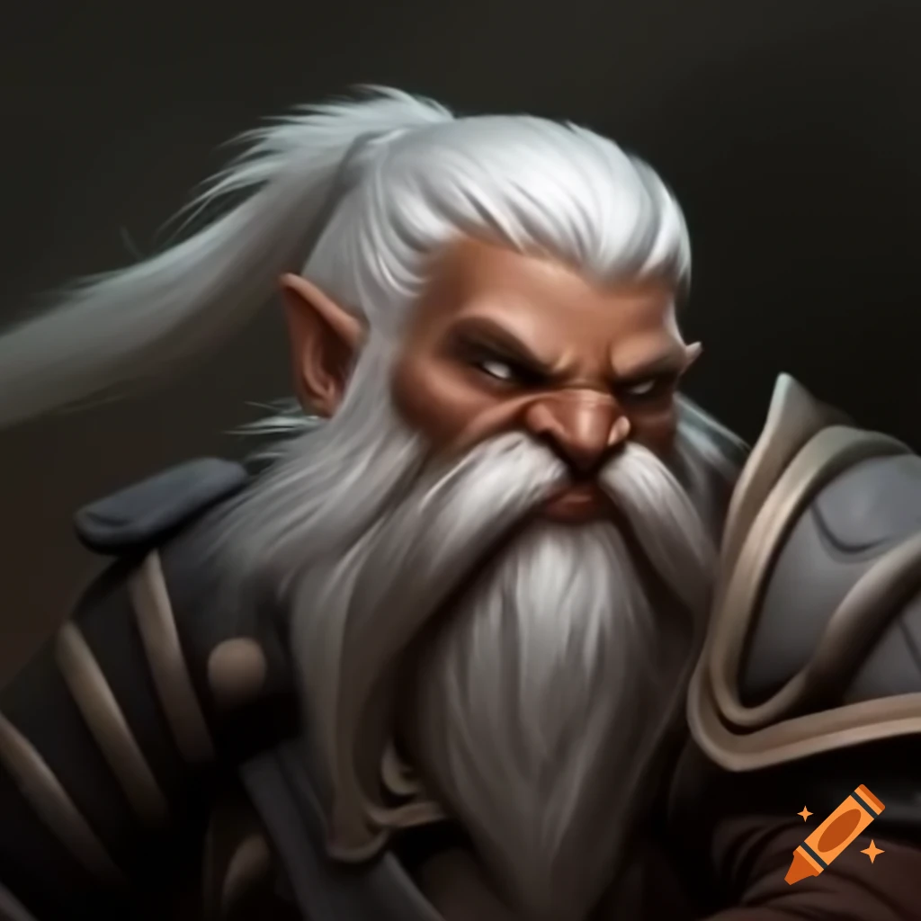 Dwarf warrior with white mohawk and long beard on Craiyon