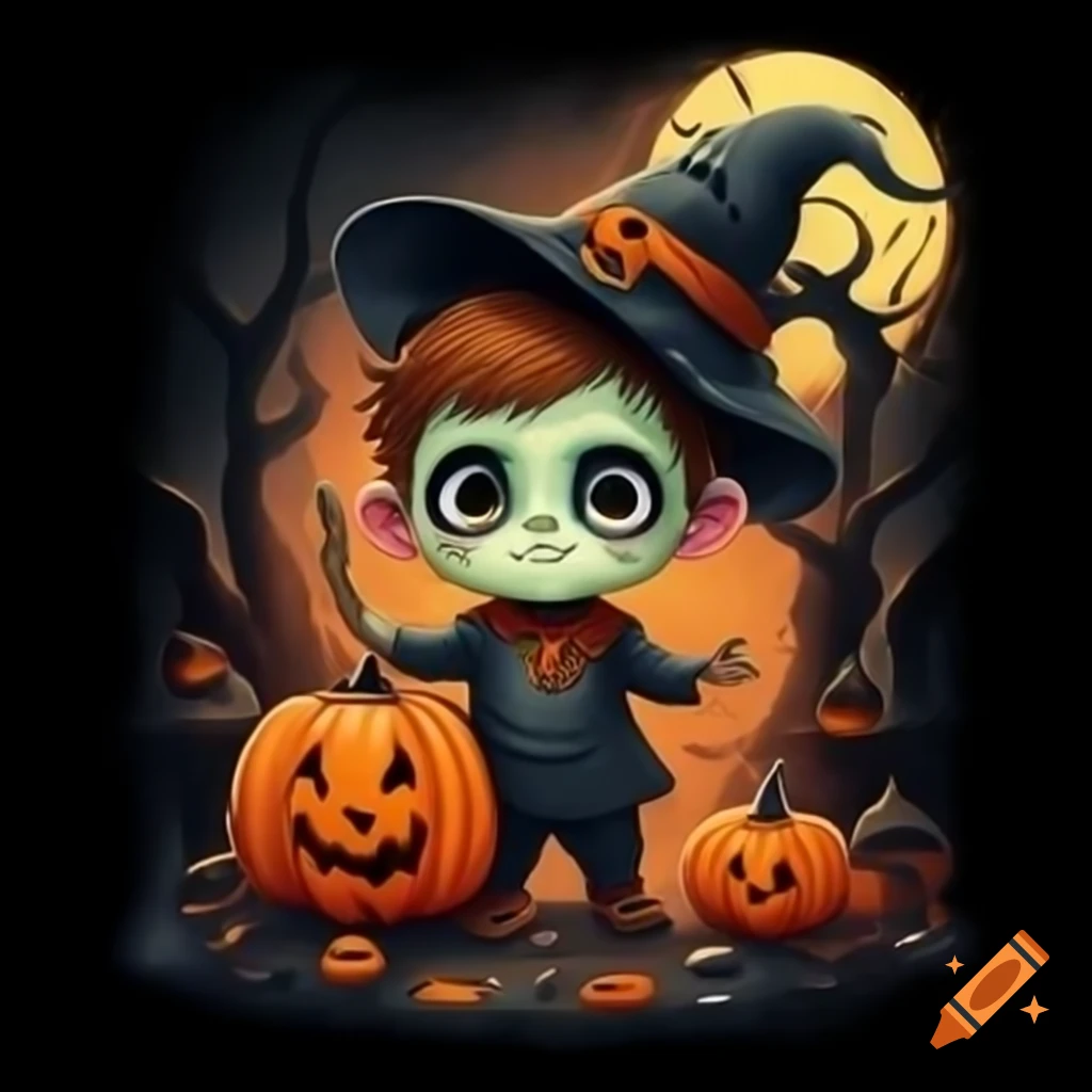 Spooky boy with eerie expression on Craiyon