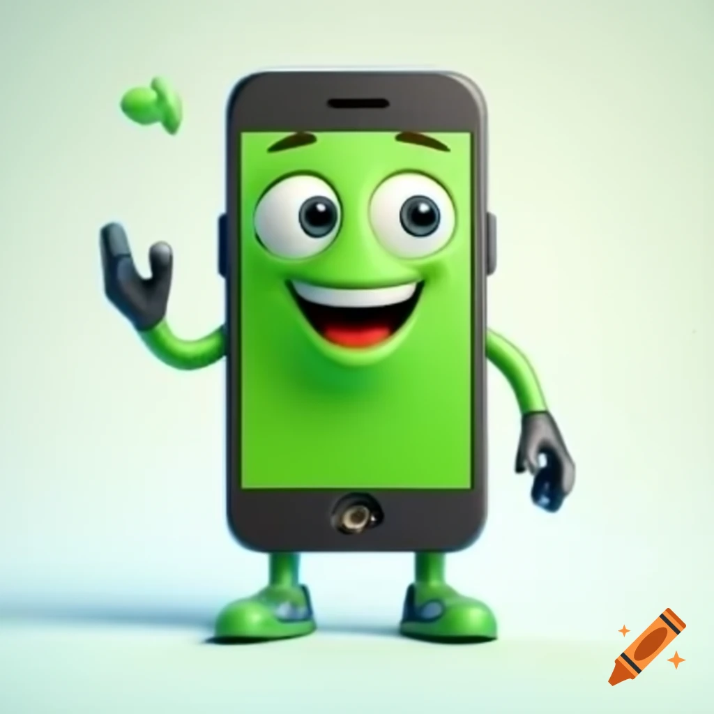 Mobile phone displaying green smile emoji to indicate online status on ...
