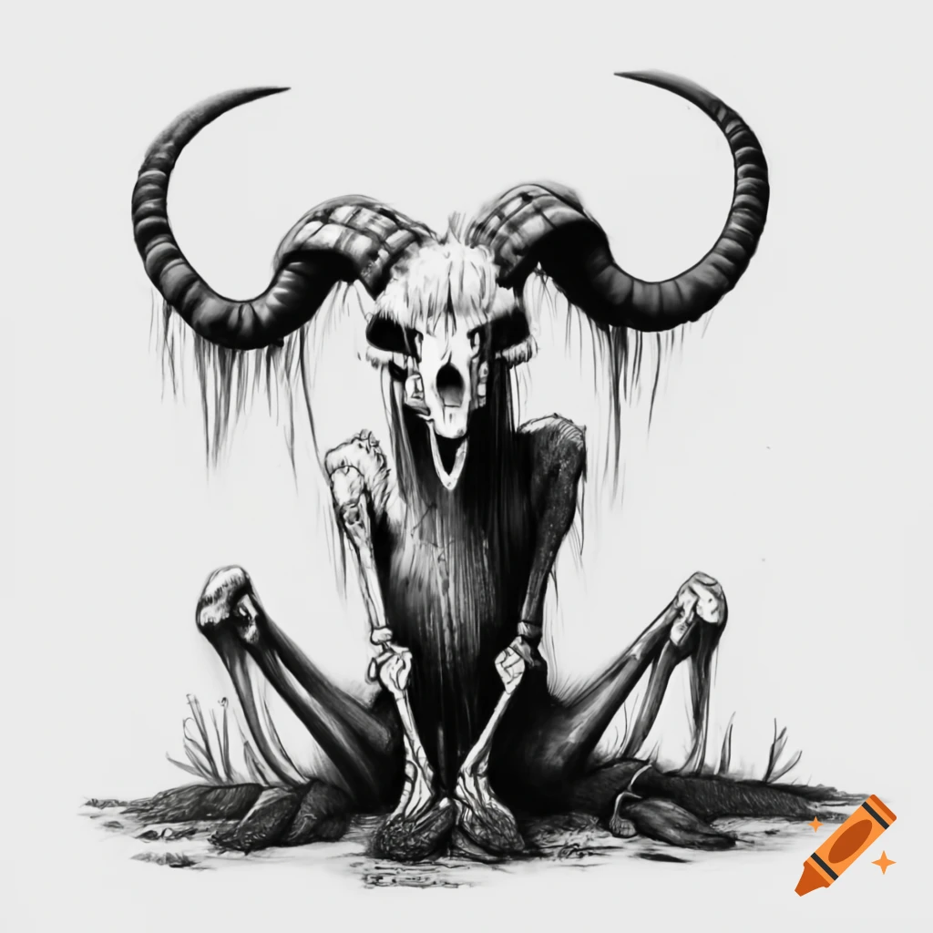 Zombie creature resembling a goat with branch horns and a tree-like ...