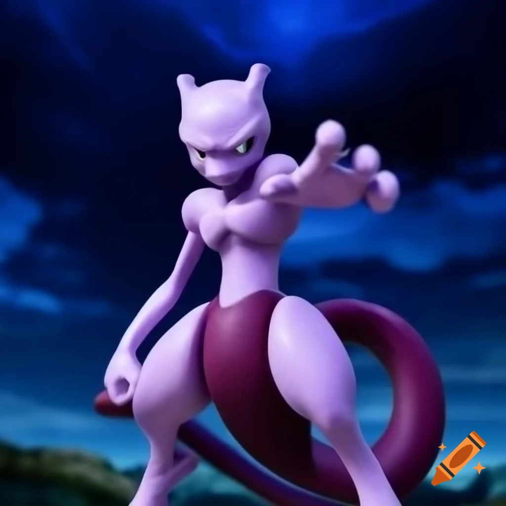 Mewtwo surrounded by psychic energy, showcasing its powerful presence ...