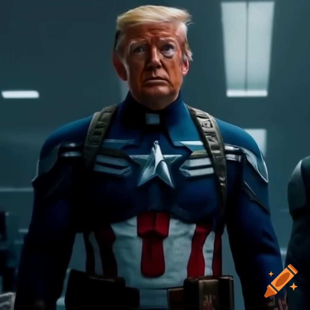 Character resembling trump in captain america costume on Craiyon