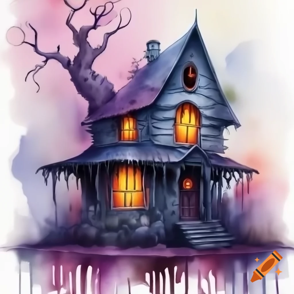 Eerie horror house with a monster figure on Craiyon