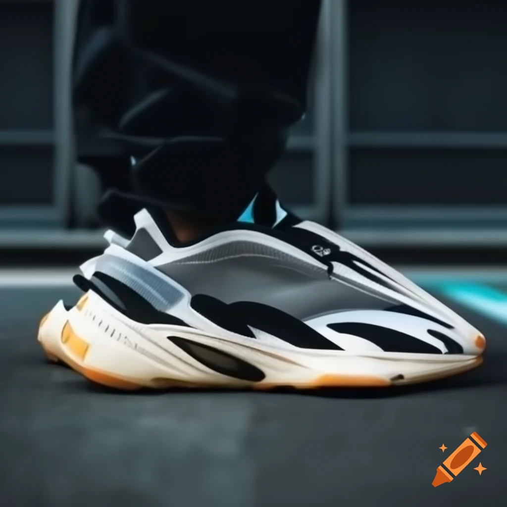 Futuristic yeezy 700 v3 slip-on shoe with whale-inspired design on Craiyon