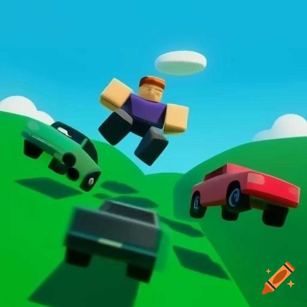 Roblox character hanging off edge while cars fall down a hill from a ...