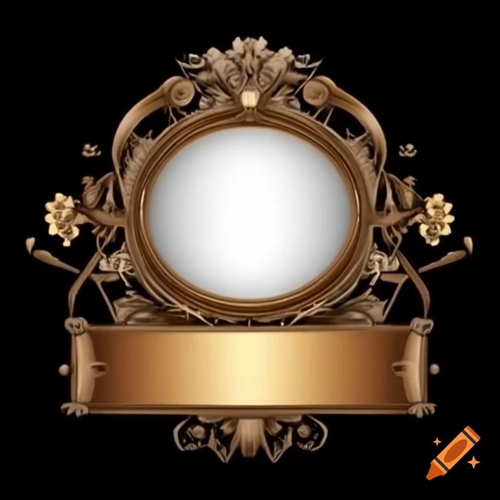 Vintage steampunk bronze picture frame with polished nameplate on Craiyon