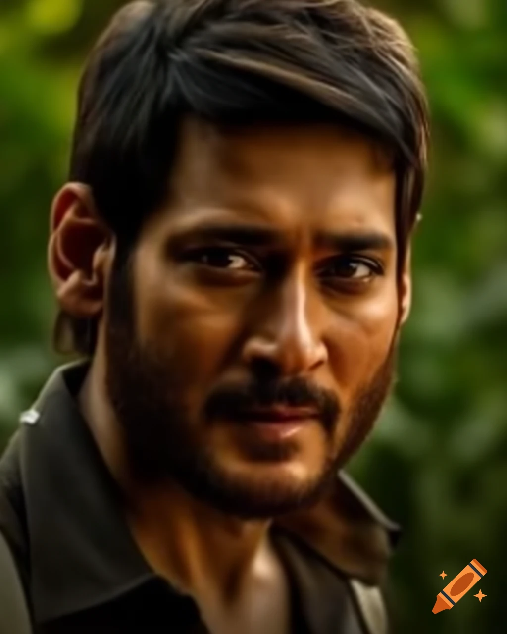 Mahesh Babu as rugged forest adventure hero in Africa on Craiyon