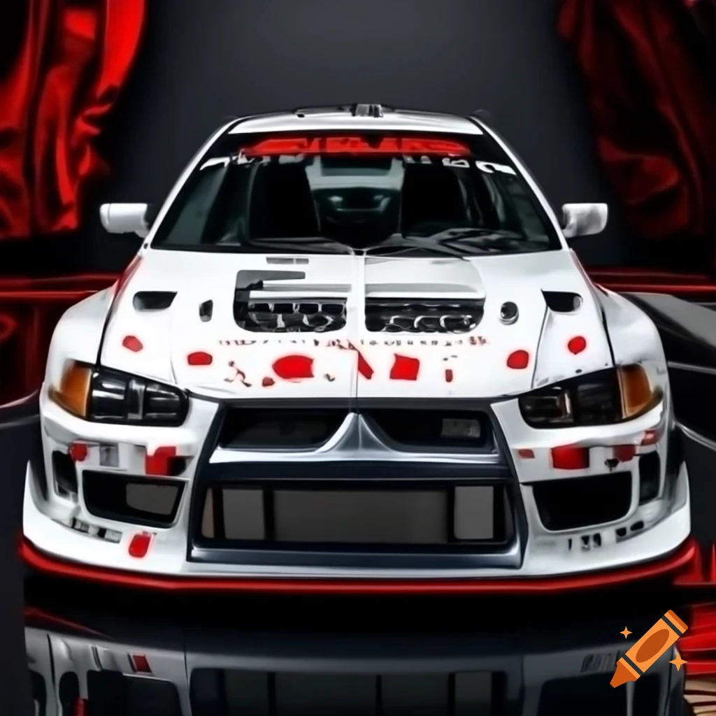 Custom-painted mitsubishi ralliart lancer ex in white and red on Craiyon