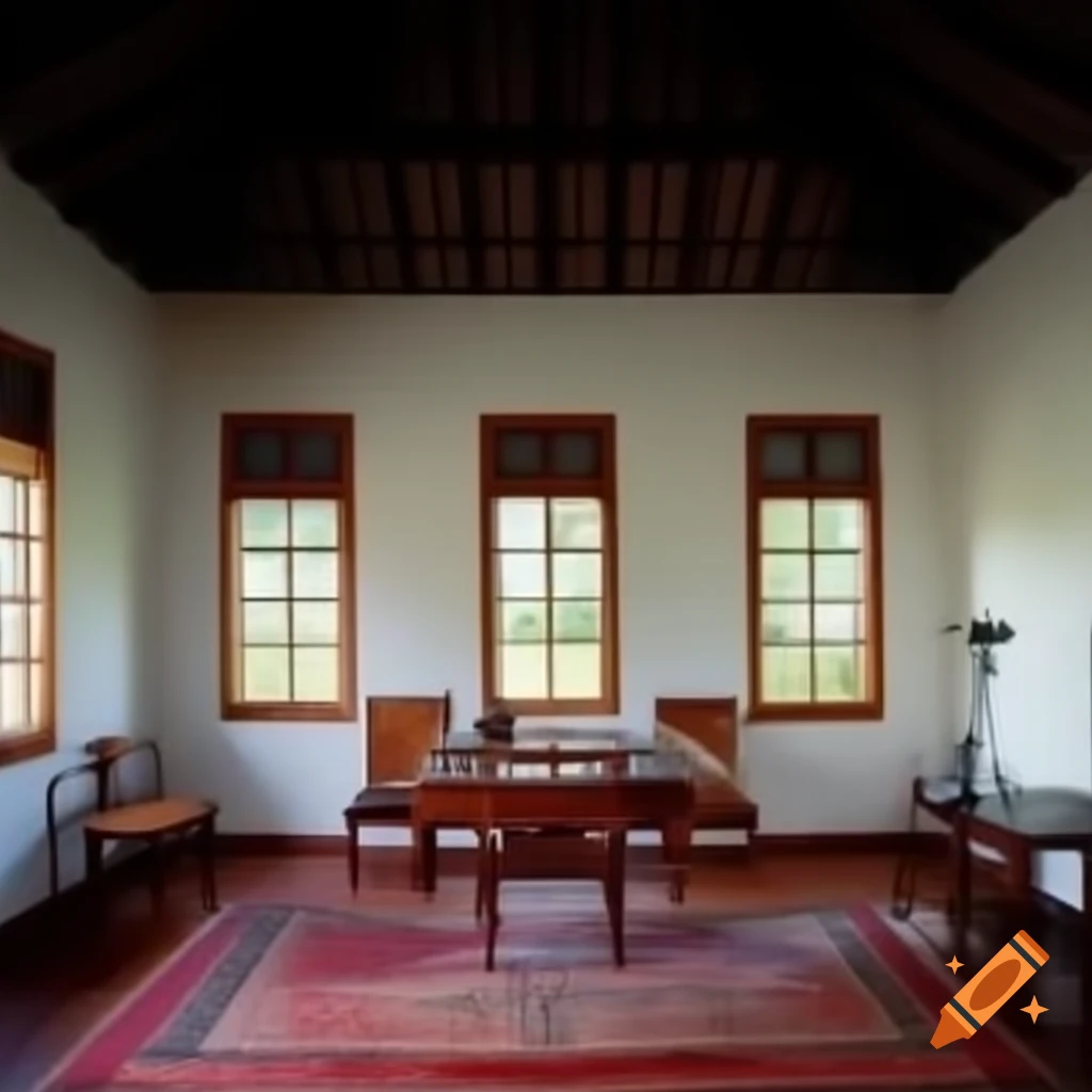 Spacious 18th century Brazilian rural house interior with opened ...