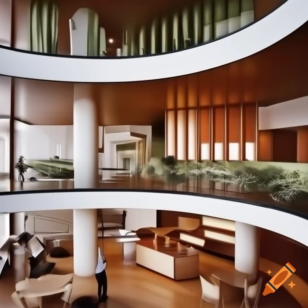 Four-story hotel design featuring rounded bauhaus influences and frank ...