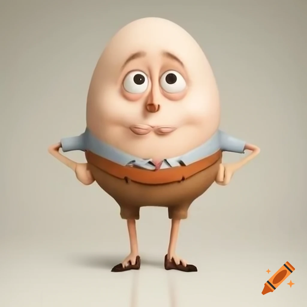 Humpty Dumpty with curly hair wearing heels on Craiyon