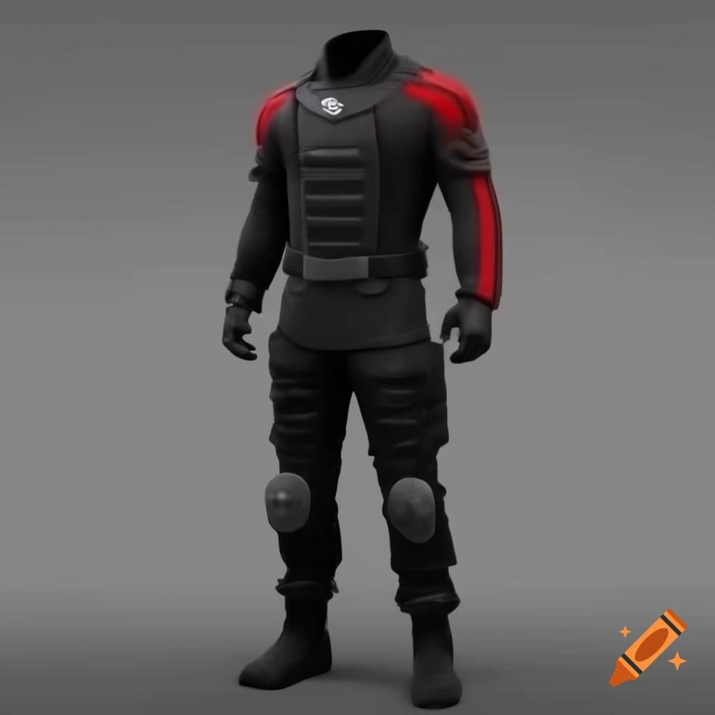 Tactical vampire jumpsuit with gothic accents and red glowing stripes ...