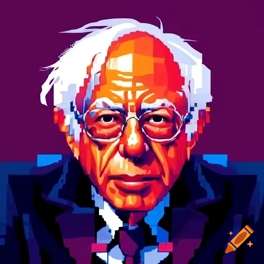 Pixelated portrait of Bernie Sanders in geometric style expressing ...