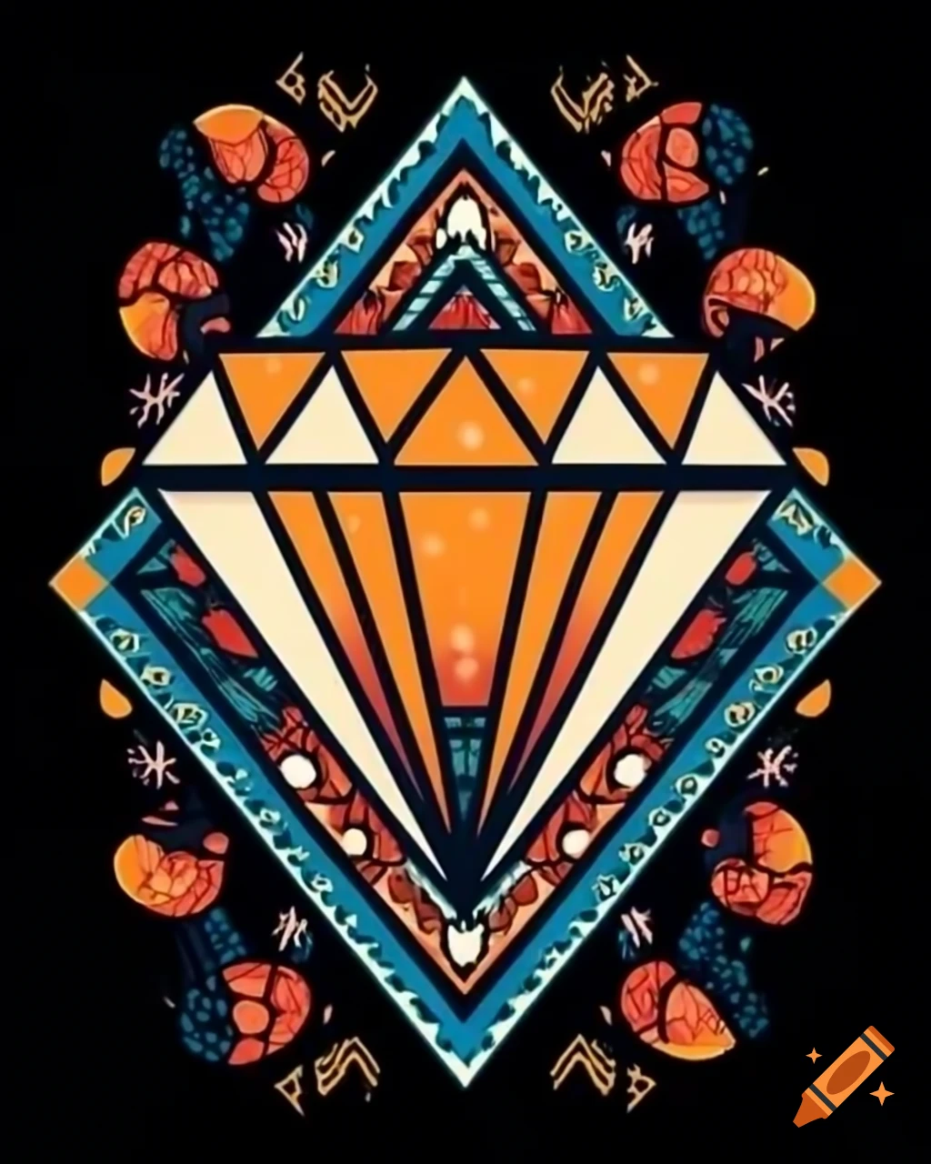 Bright diamond artwork influenced by various art styles including ...