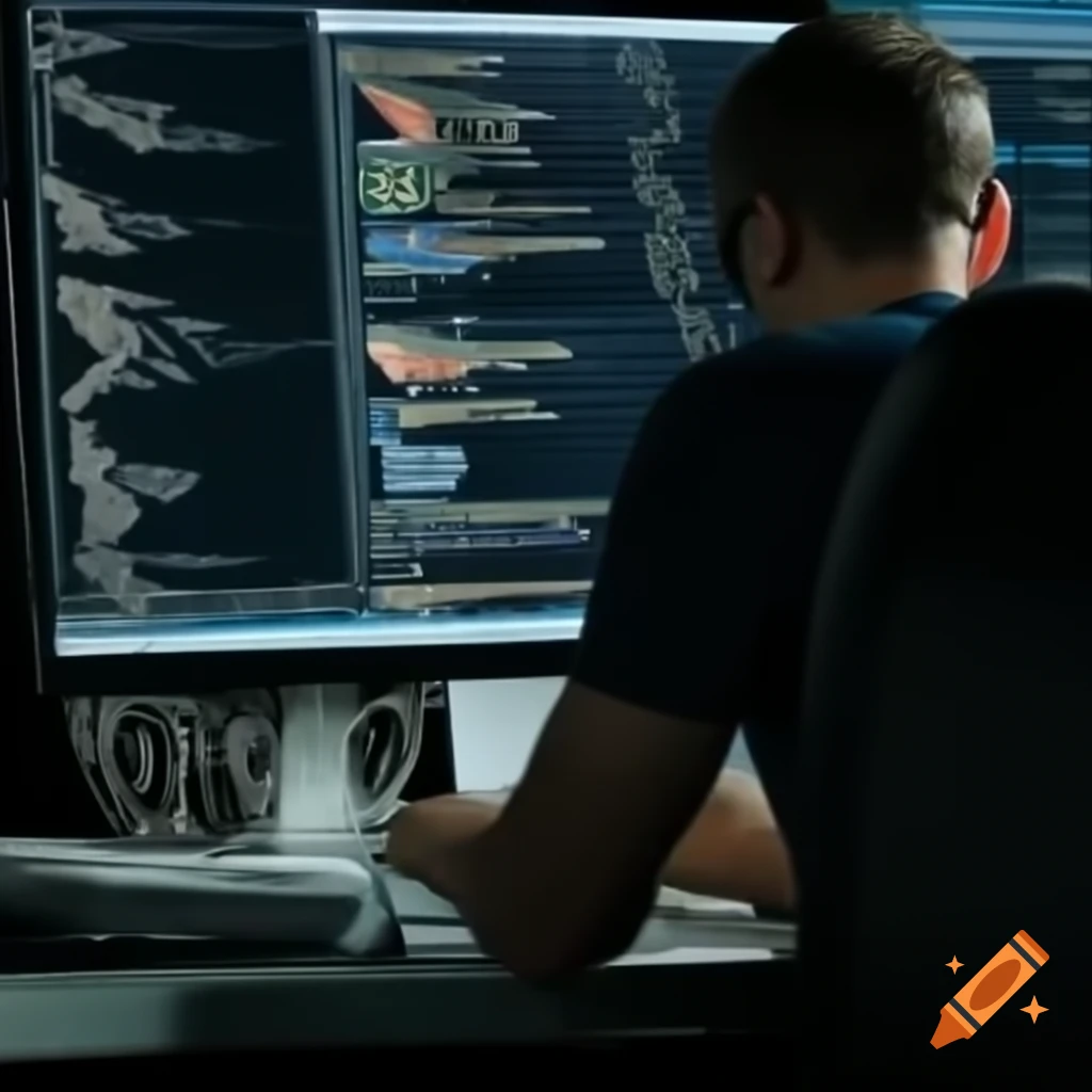 Software engineer at desk coding with focus on unit and module testing ...
