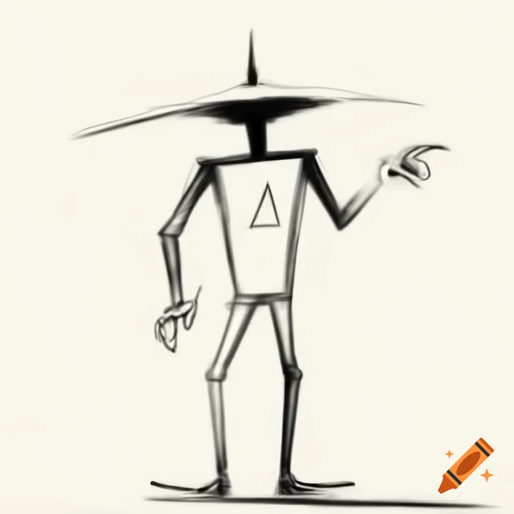 Menacing geometric human character with rectangular body and square ...