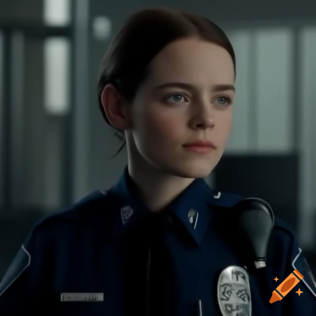 Police officer emma receiving a call on Craiyon