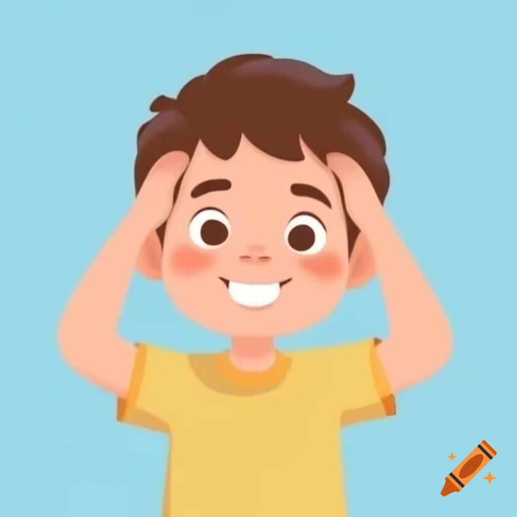 Boy touching his head on Craiyon