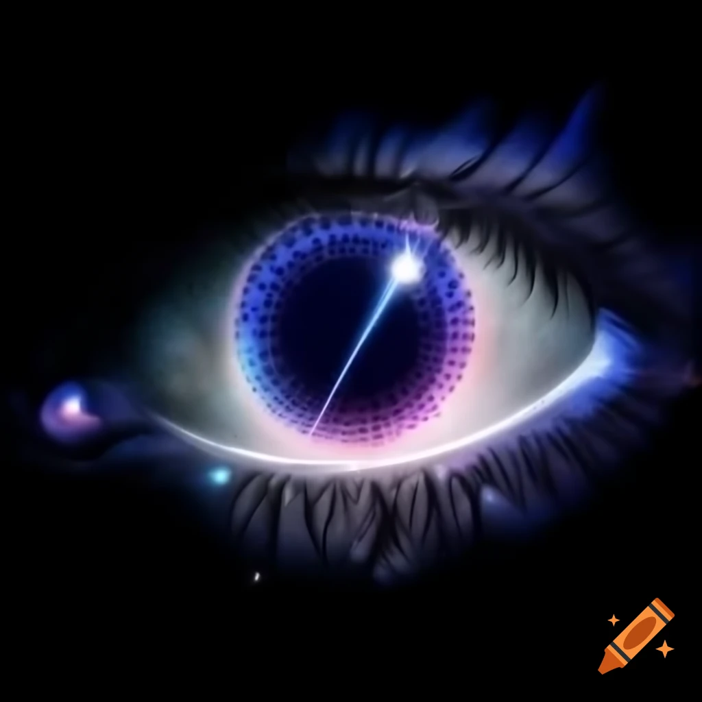 Electric eye illustration with moon, stars, and galaxy optical illusion ...