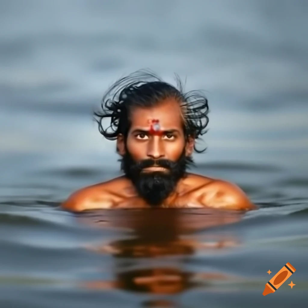 Poster design featuring Indian background and swimming in the Ganges in ...