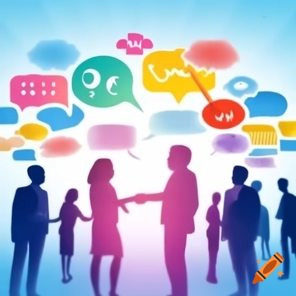 Vibrant silhouettes of professionals interacting with handshake and ...