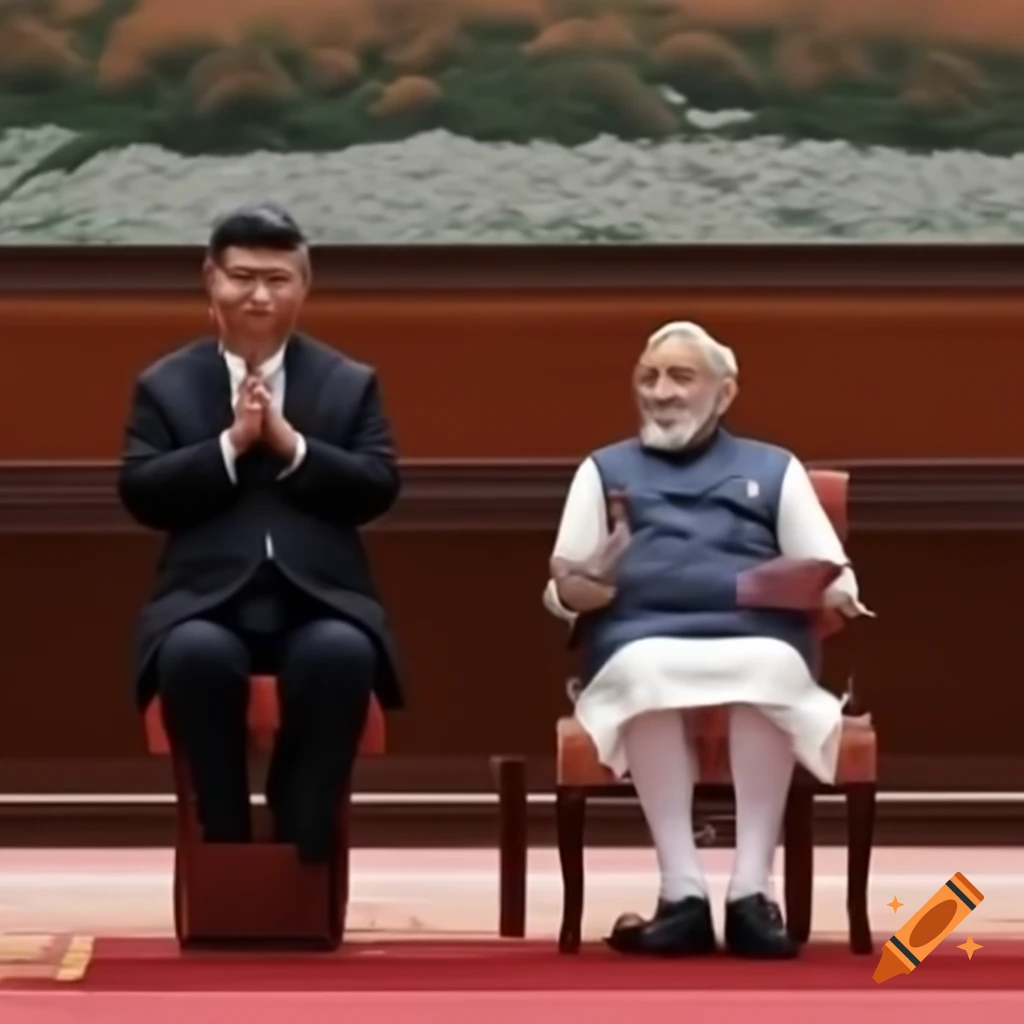 Political satire depicting Xi Jinping and Narendra Modi on Craiyon