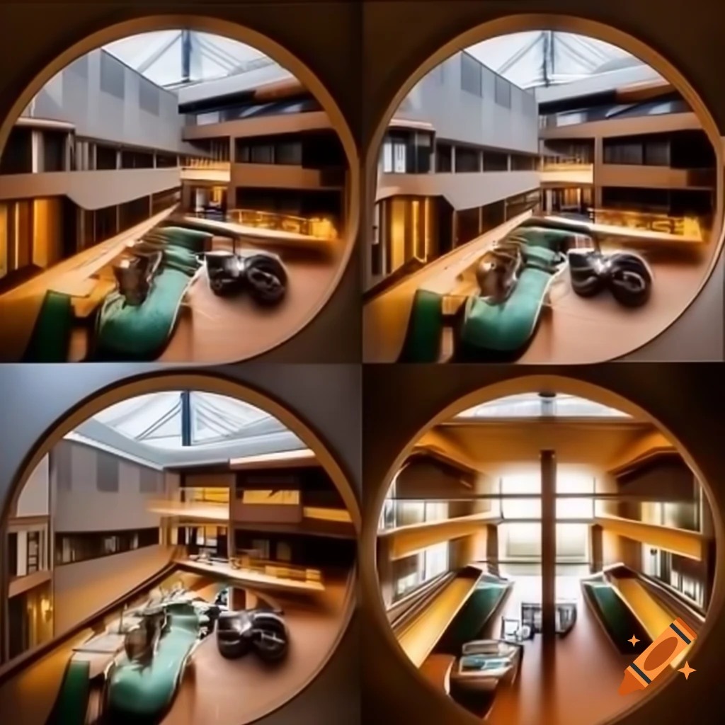 Four-story hotel design with rounded features and Bauhaus influences ...