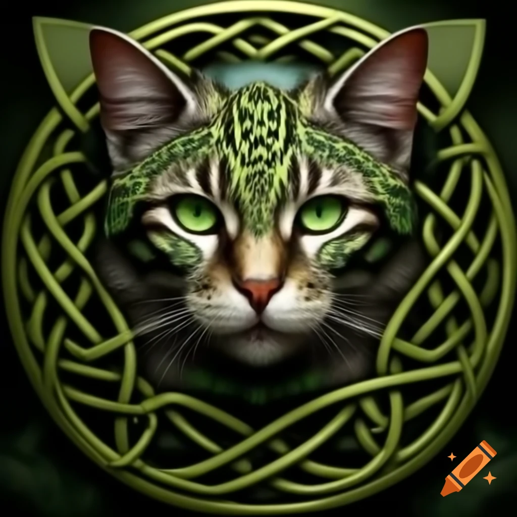 Celtic-inspired cat design on Craiyon