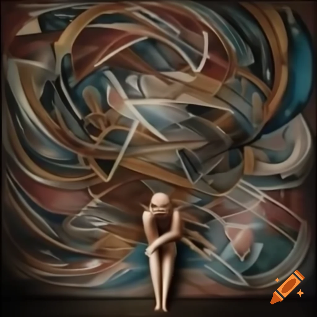 Intricate abstract tapestry of lines and colors reflecting internal ...