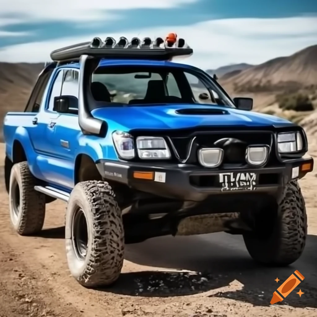 2001 blue toyota hilux double cab with lifted suspension and off-road ...