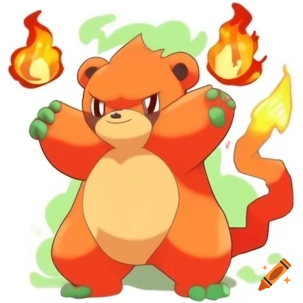 Venoflare, a large fire/poison-type pokémon resembling a cuddly bear ...