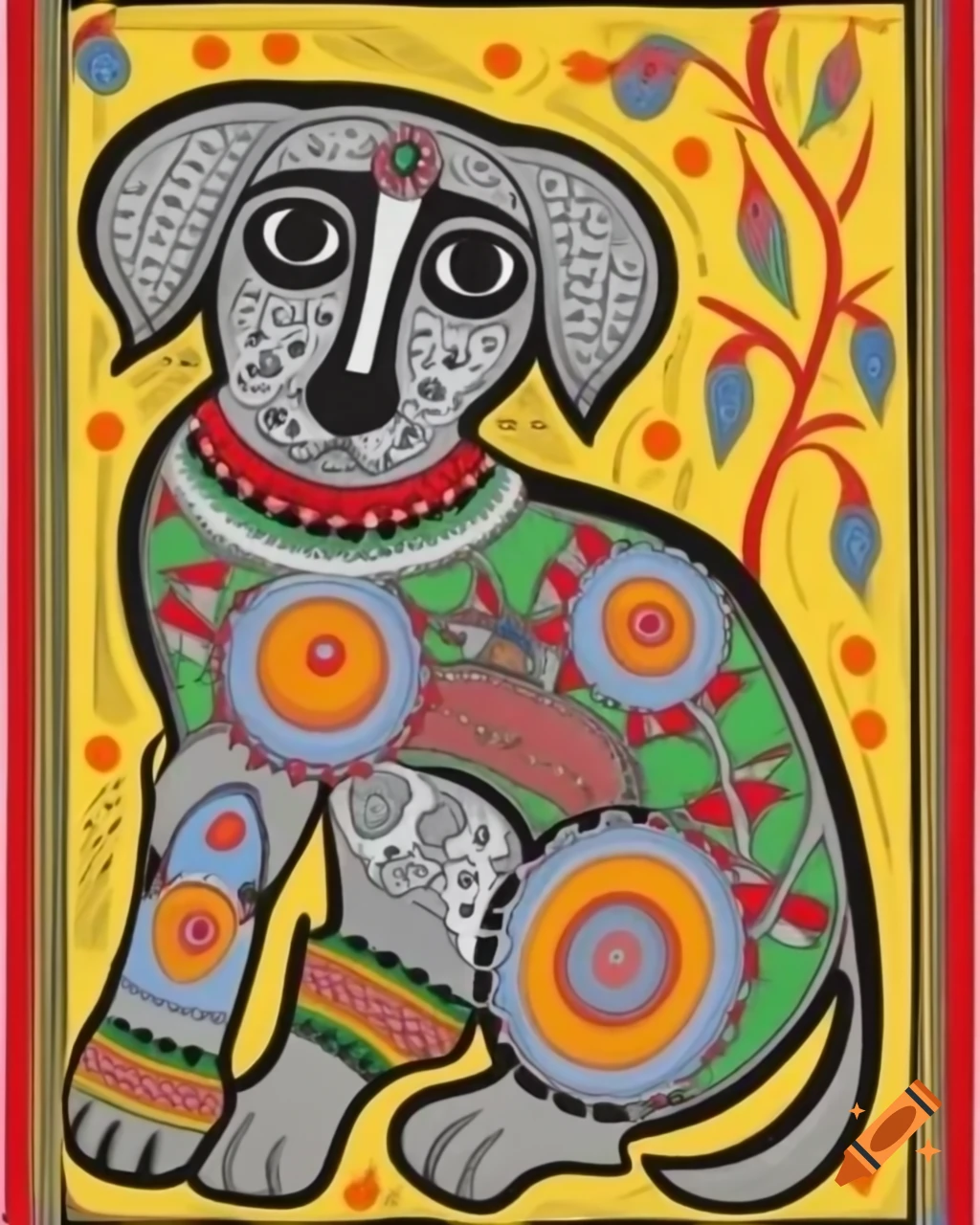 Artistic illustration of a dog influenced by byzantine, early christian ...