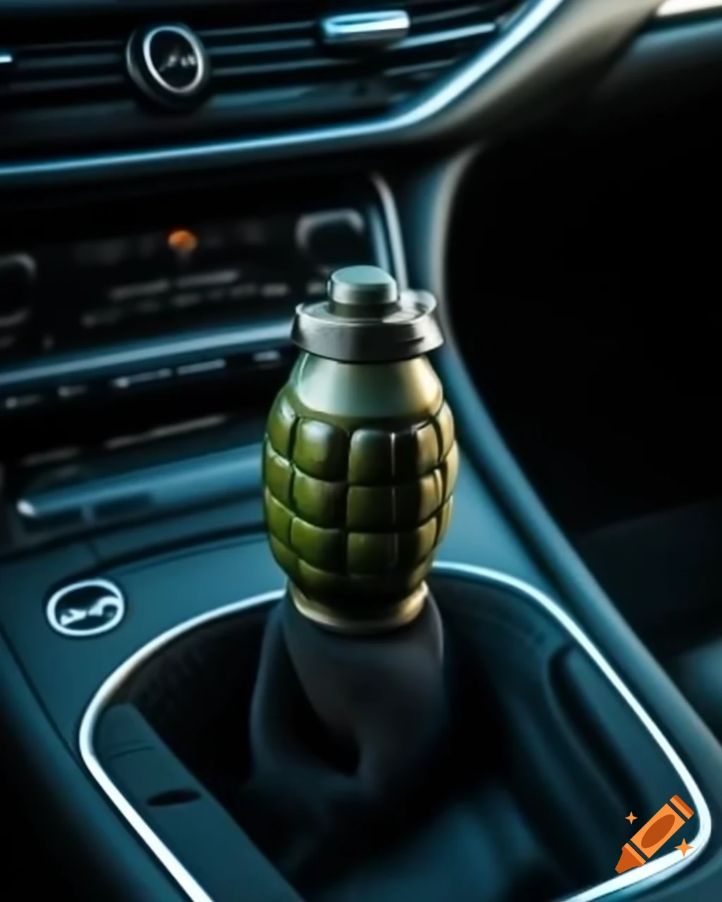 Anti-theft car protection device designed like a grenade on Craiyon