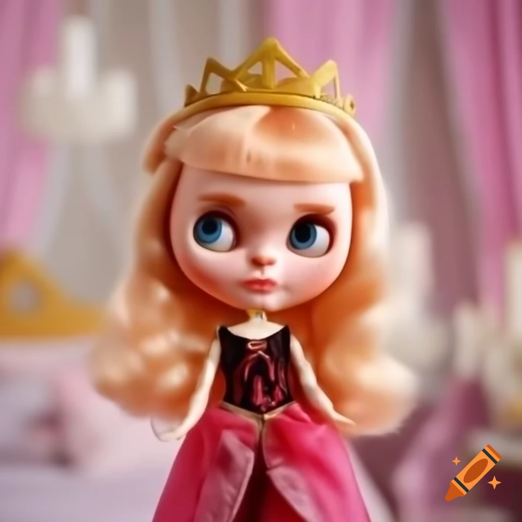 Blythe doll styled as a Disney princess on Craiyon