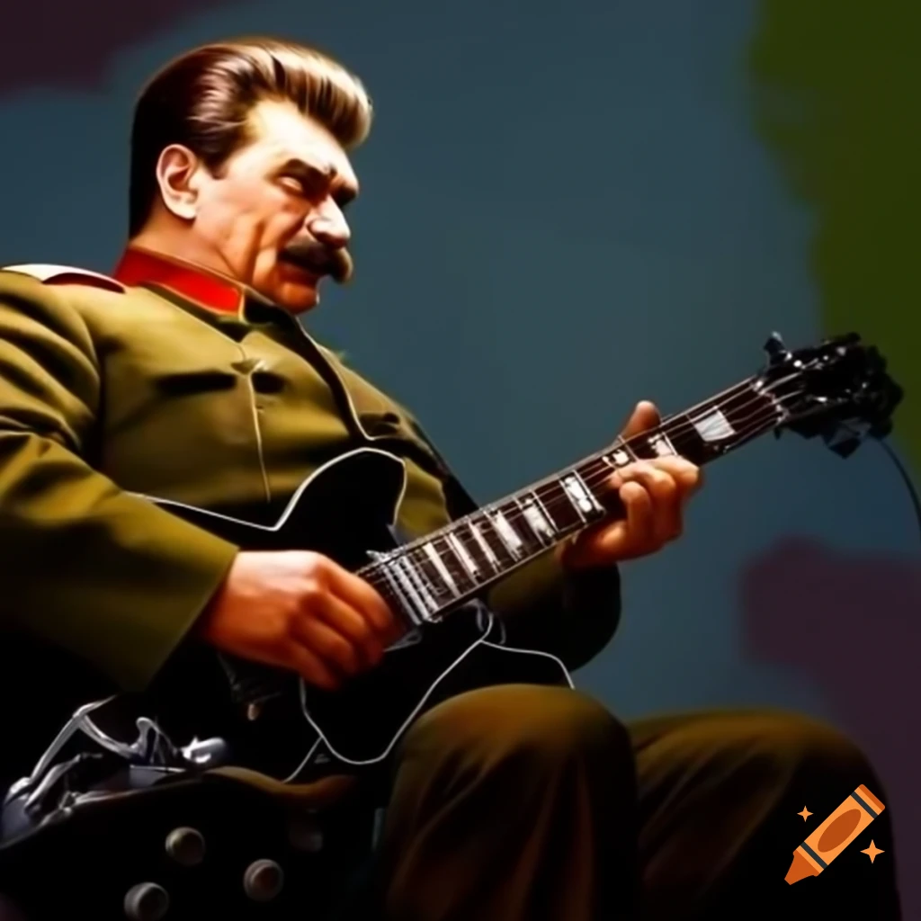 Album cover featuring Josef Stalin playing electric guitar in front of ...