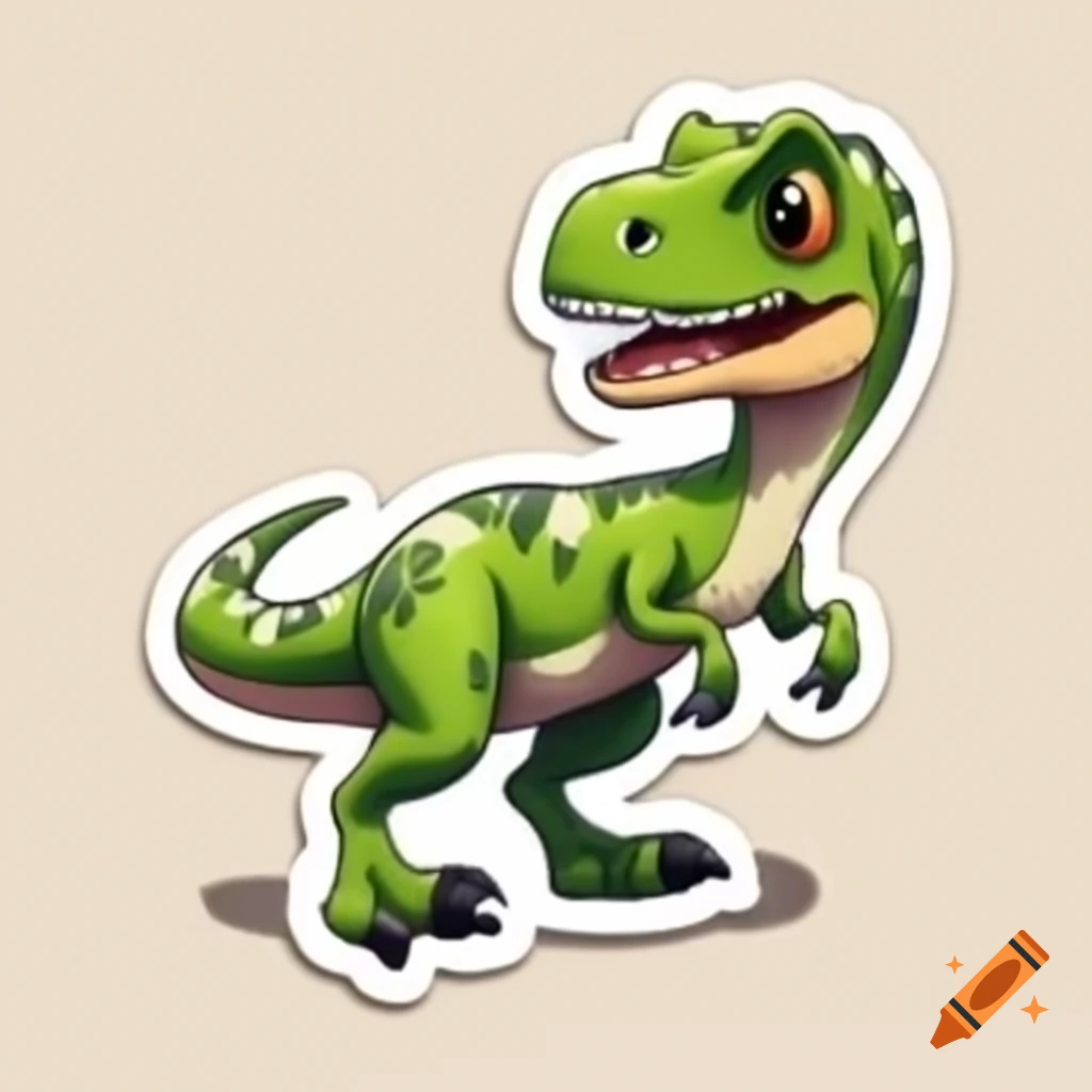 Cute velociraptor sticker with vibrant colors on Craiyon